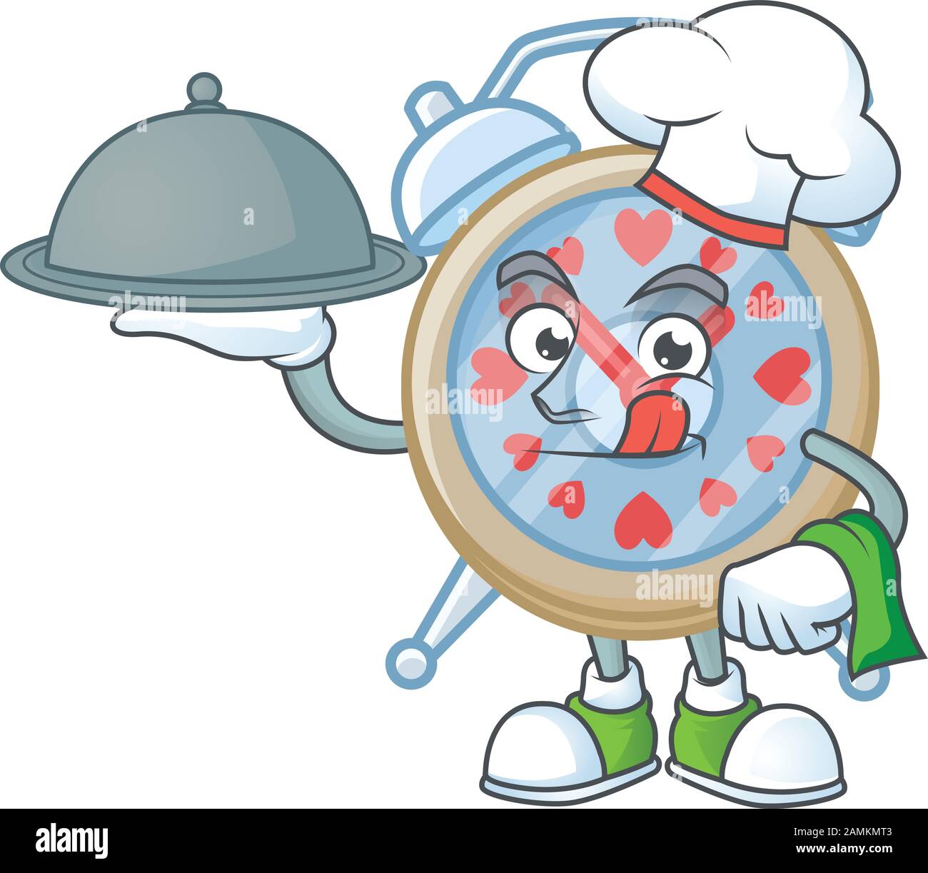 cartoon design of clock love as a Chef having food on tray Stock Vector ...