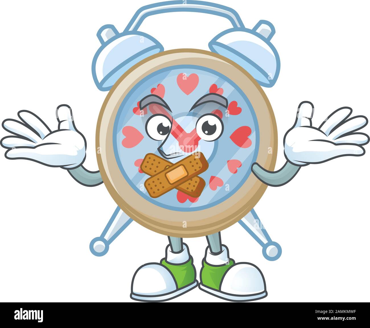 a silent gesture of clock love mascot cartoon character design Stock ...