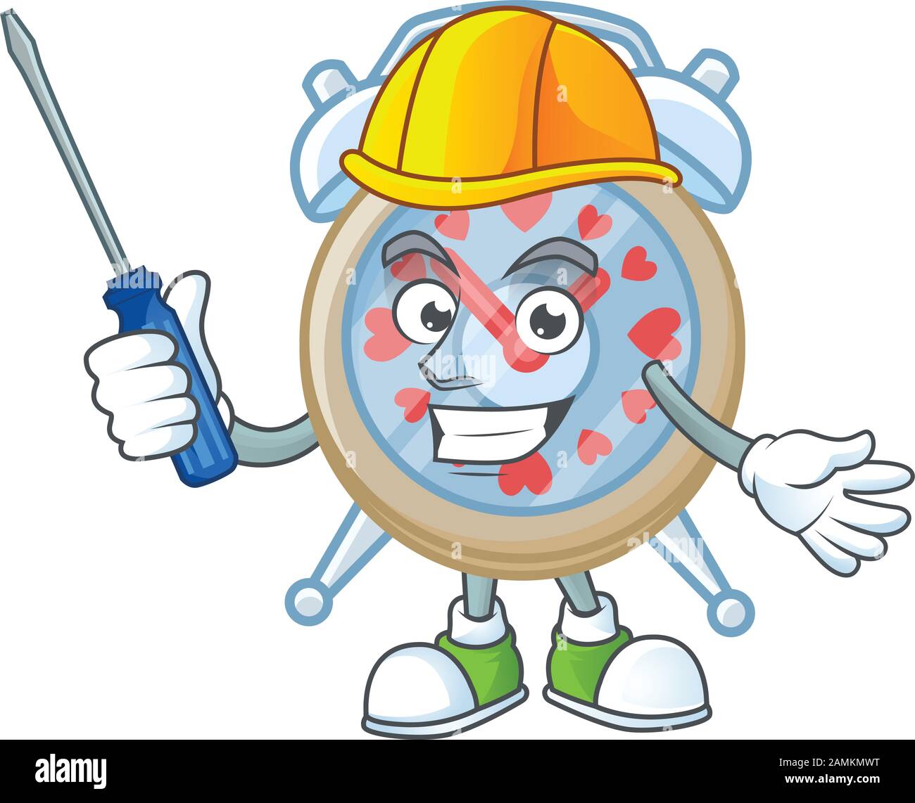 Cool automotive clock love in cartoon character style Stock Vector ...