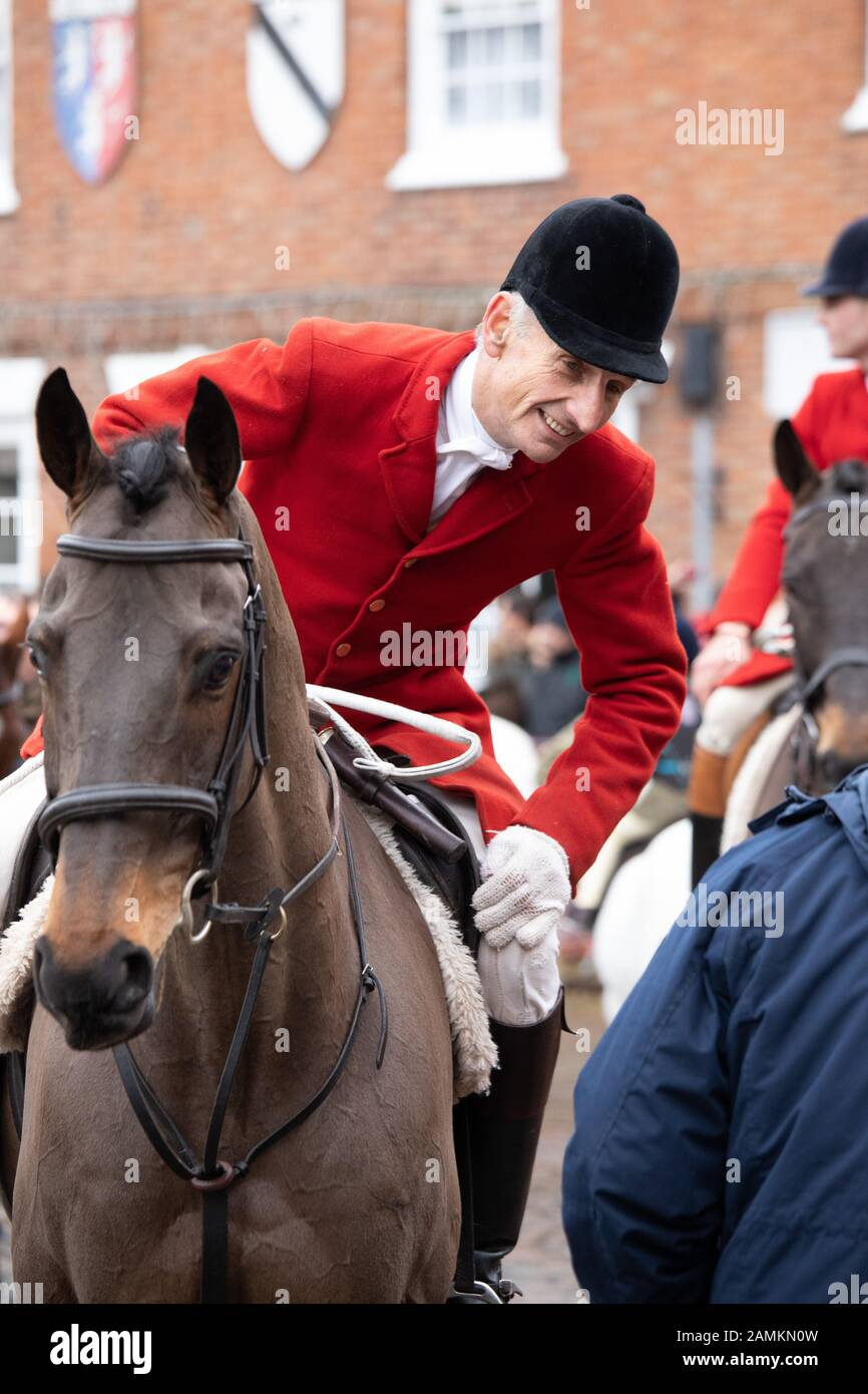 The Boxing day meet of Atherstone Hunt taking place in the Market ...