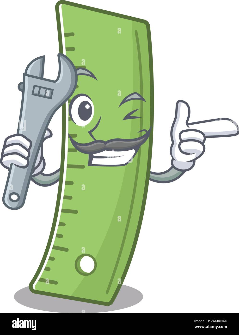 Smart Mechanic ruler with cartoon character design Stock Vector Image ...