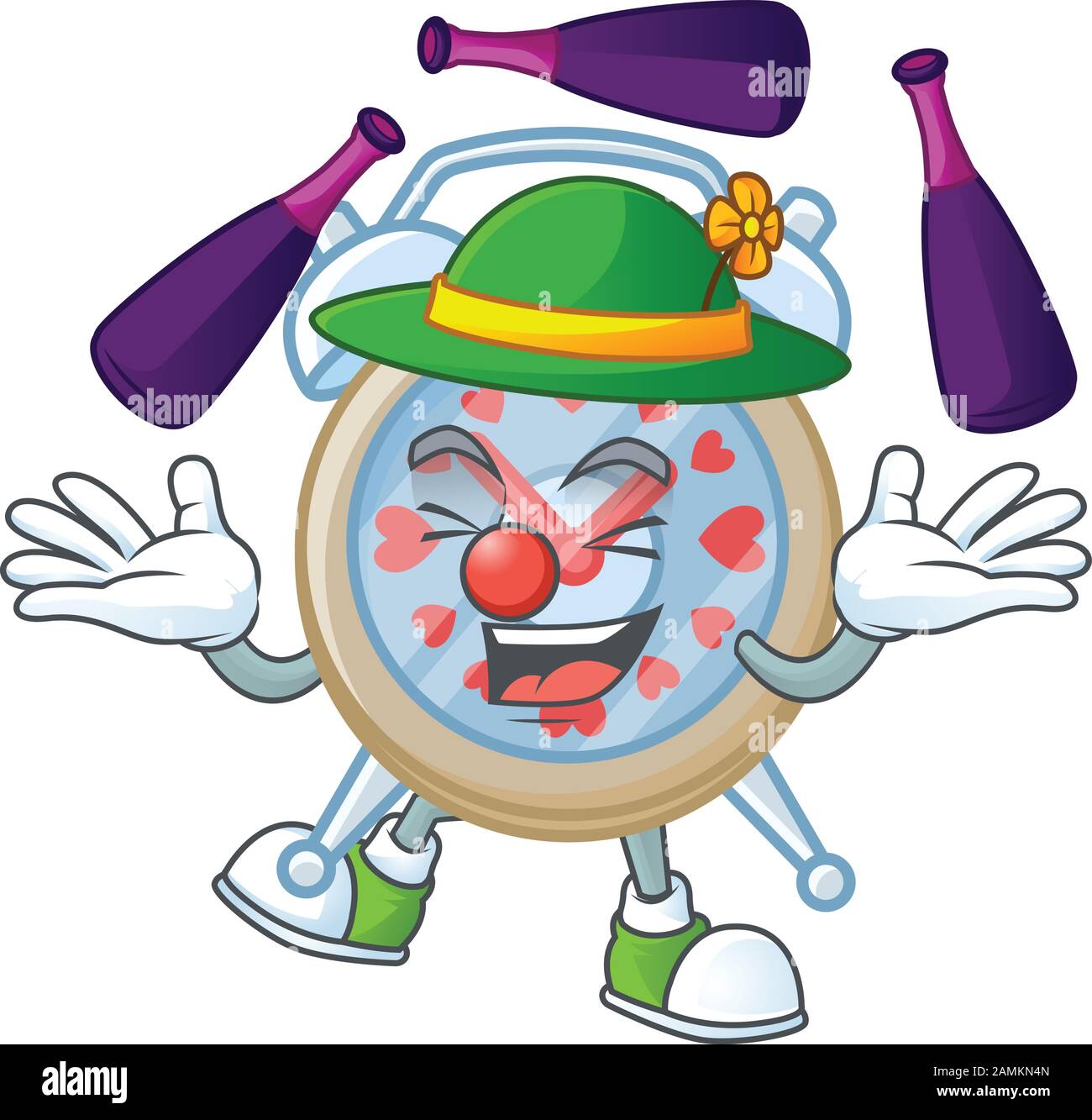 Smart clock love cartoon character design playing Juggling Stock Vector ...