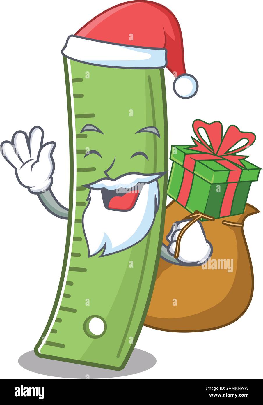 Santa ruler Cartoon character design having box of gift Stock Vector ...