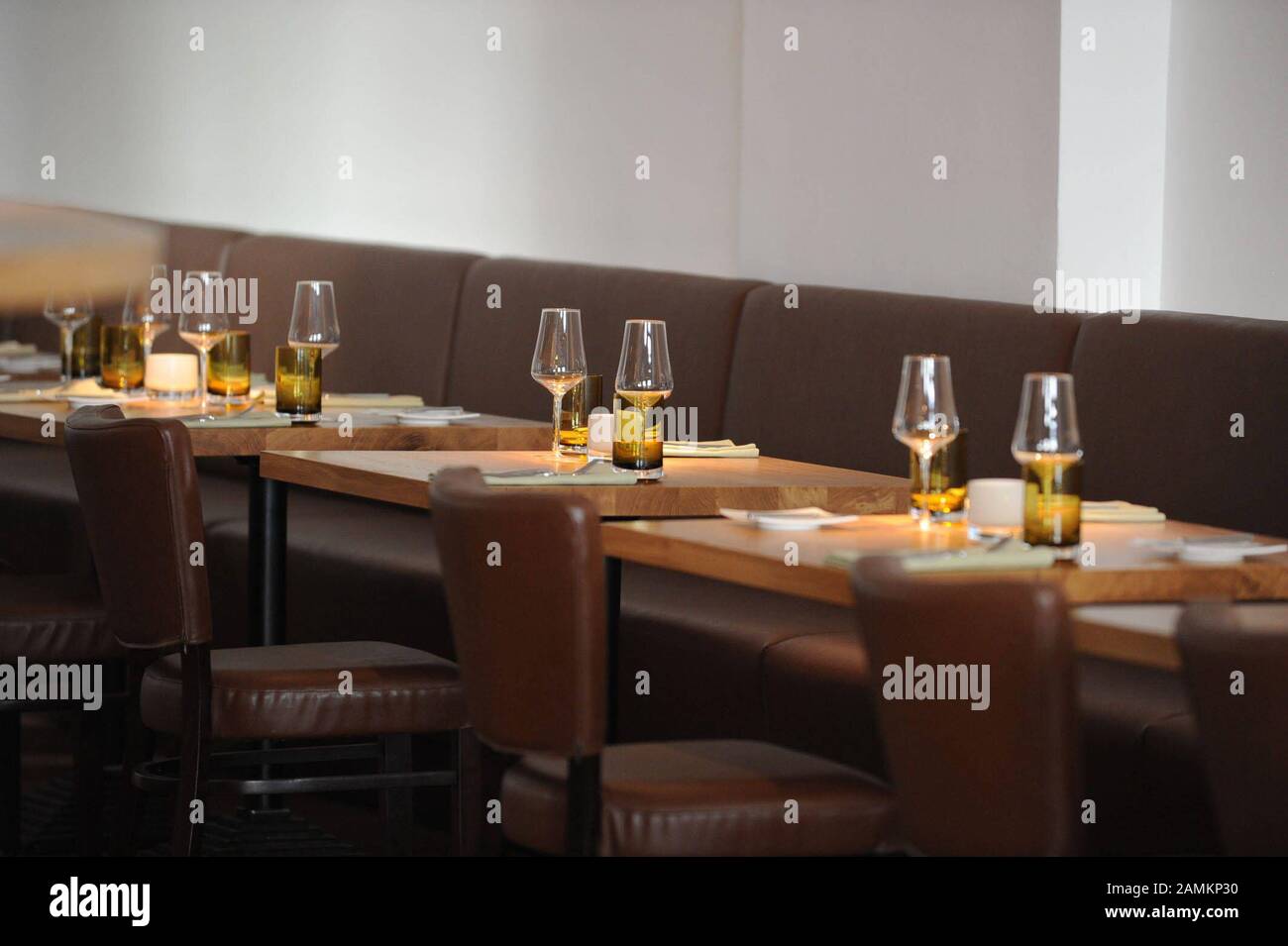 Set tables in the restaurant "Isargold" in the Ismaninger Strasse in ...