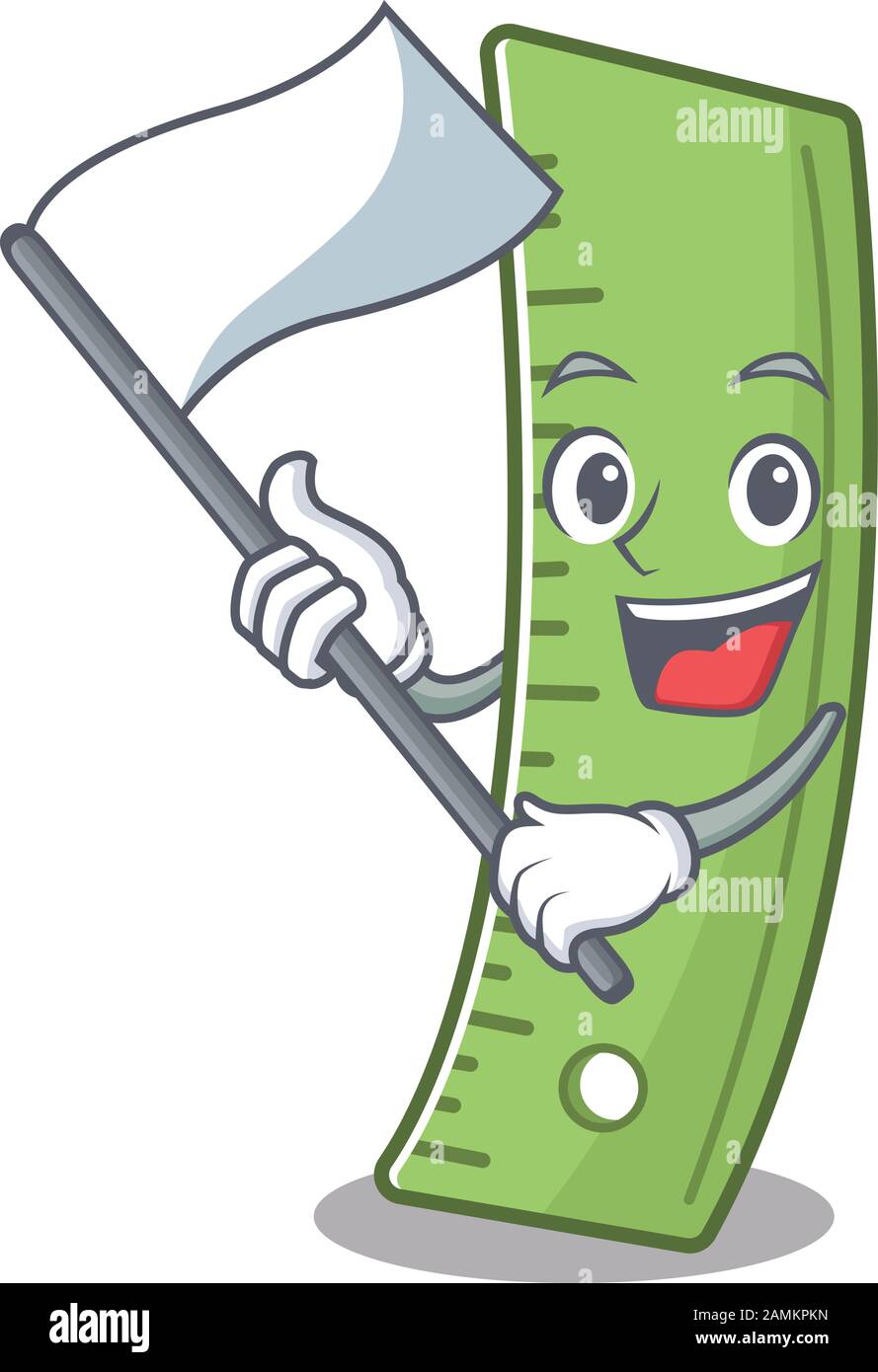 Funny ruler cartoon character style holding a standing flag Stock ...
