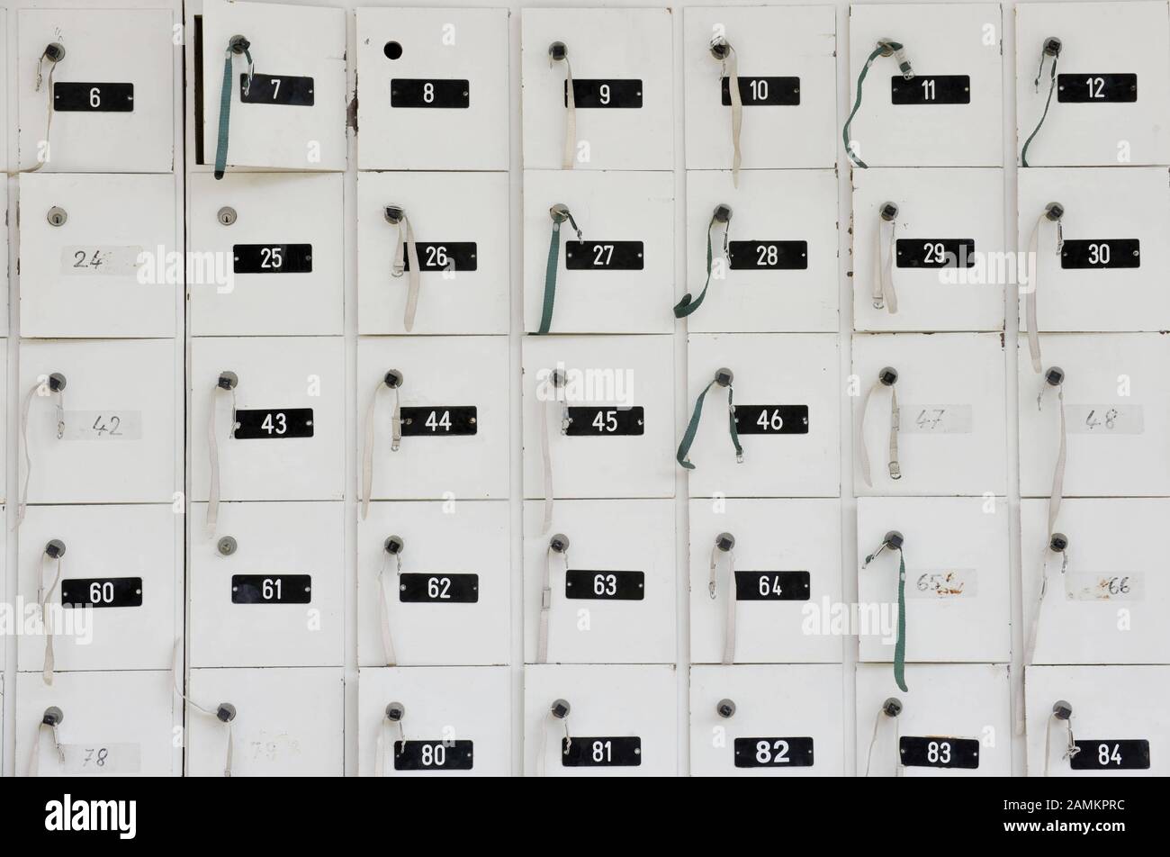 Valuable lockers at Ungererbad in Munich. [automated translation] Stock ...