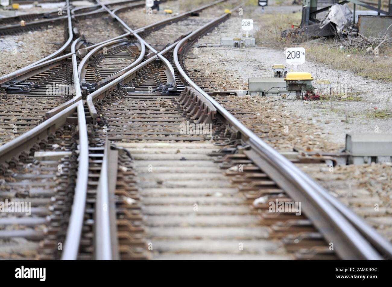 Railway tracks with points at Munich Ostbahnhof. [automated translation ...