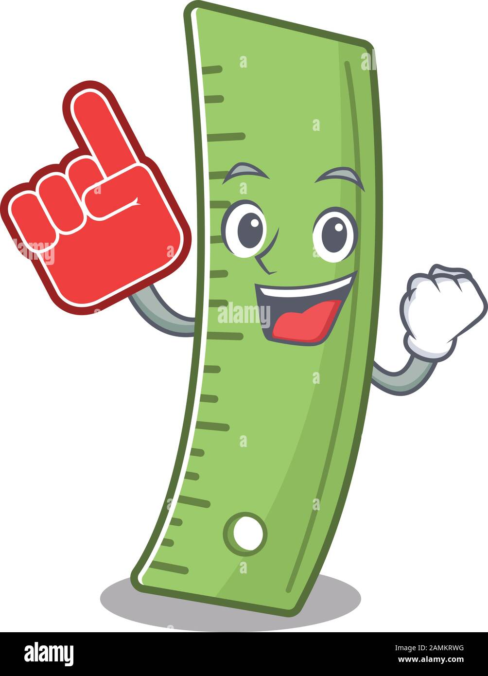 Ruler mascot cartoon style holding a Foam finger Stock Vector Image ...