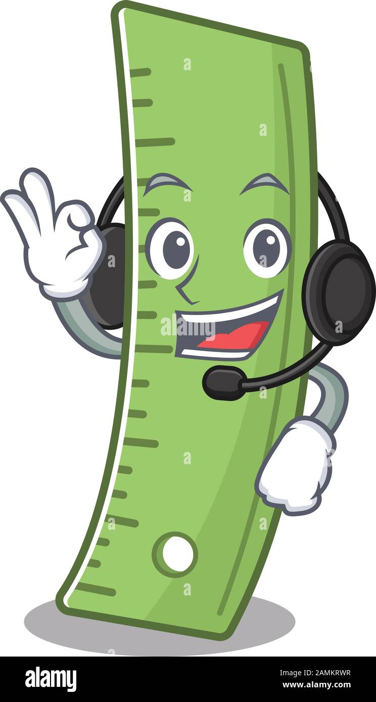 Smiley ruler cartoon character design wearing headphone Stock Vector ...