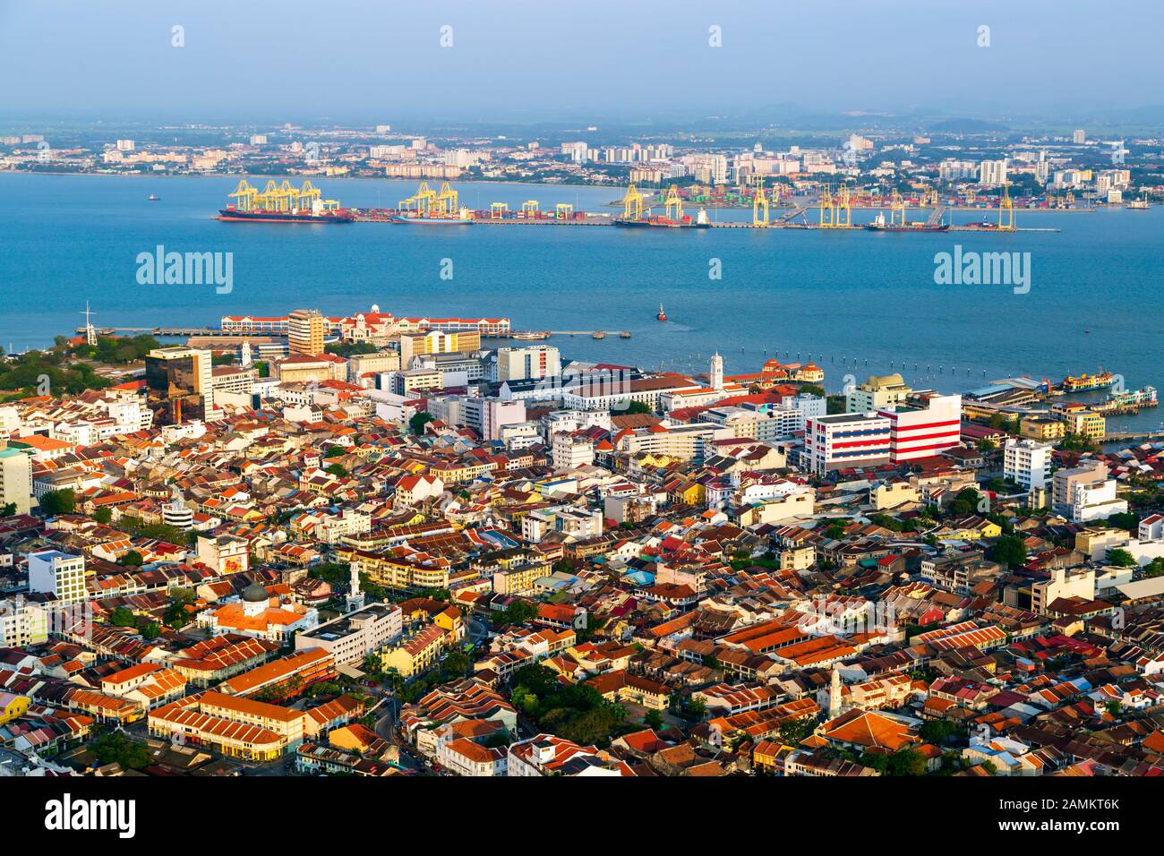 Aerial view of the city of Georgetown from the top of the Komtar Tower ...