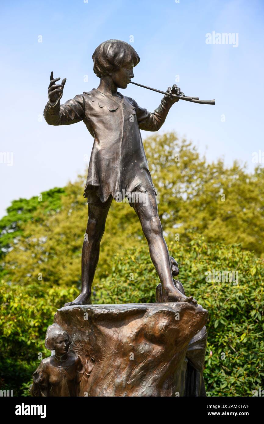 Bronze statue peter pan george frampton park sefton liverpool uk ...
