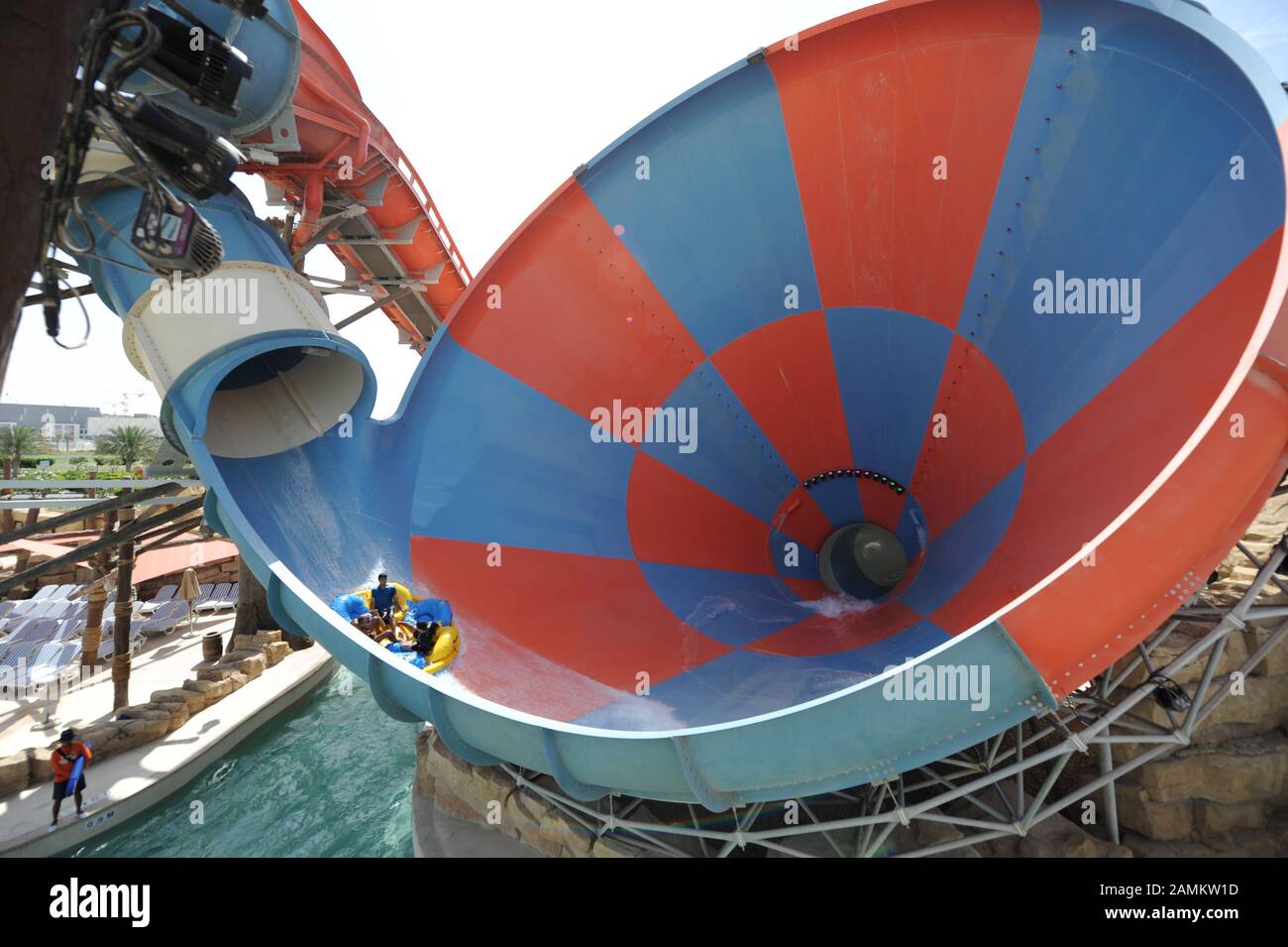 Oversized water slide at Yas Waterworld in the emirate of Abu Dhabi ...