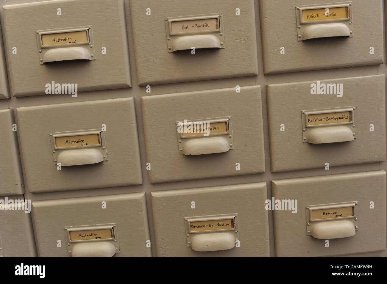 Cabinet drawers in the library of the State Museum of Ethnology Munich ...