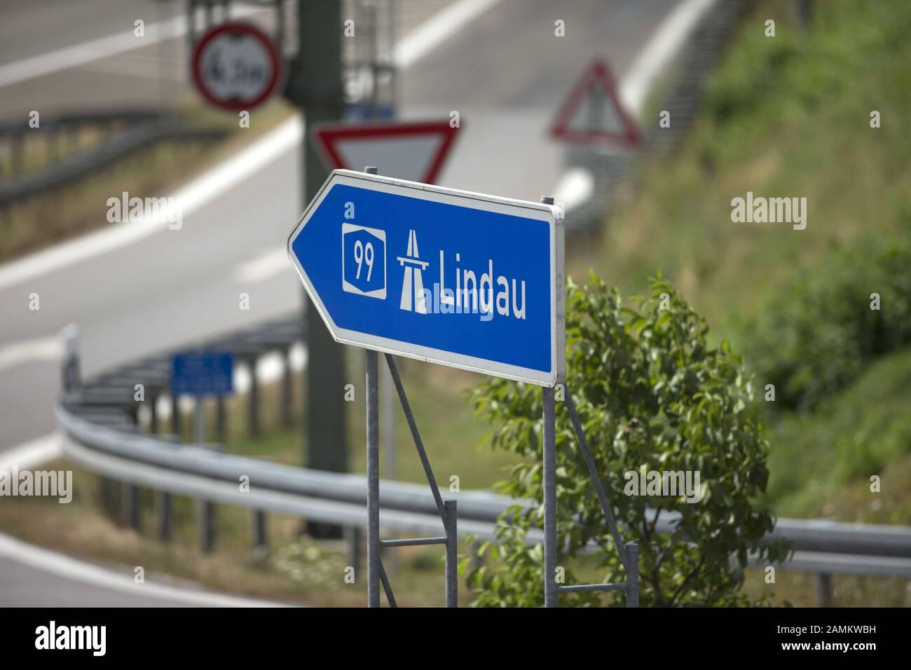 Motorway traffic sign on the A99 with the direction sign to the A99 ...