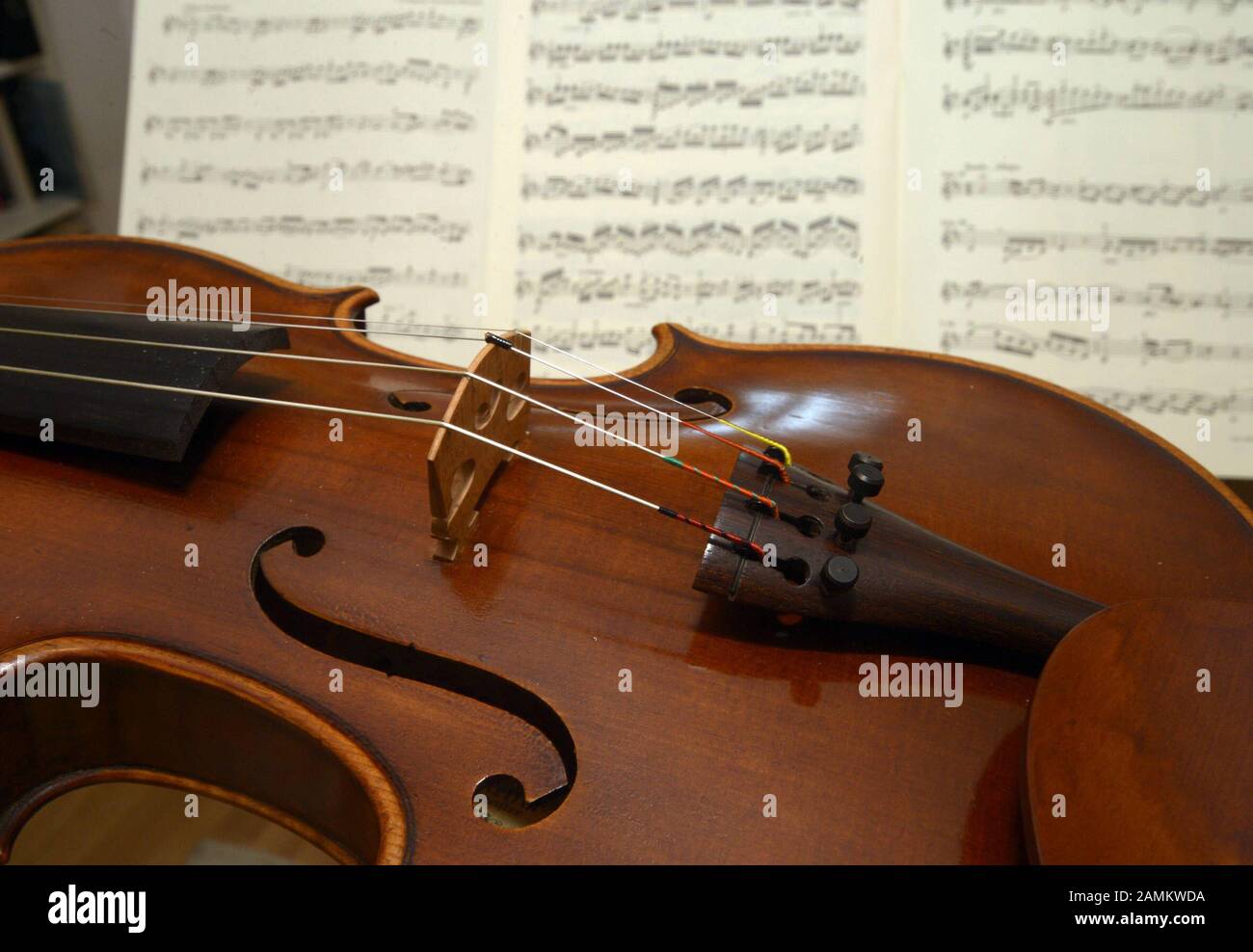 Violin and notes. [automated translation] Stock Photo - Alamy
