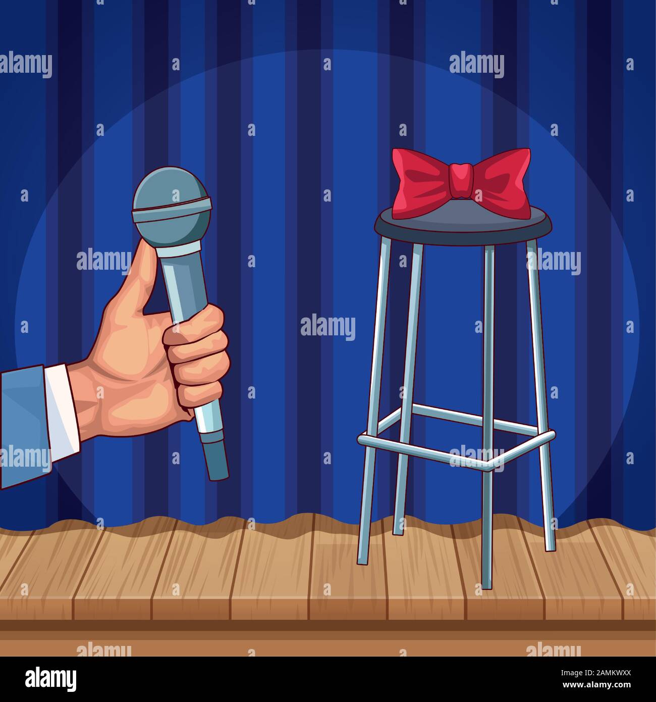 hand with microphone stool bow stand up comedy show Stock Vector Image & Art - Alamy