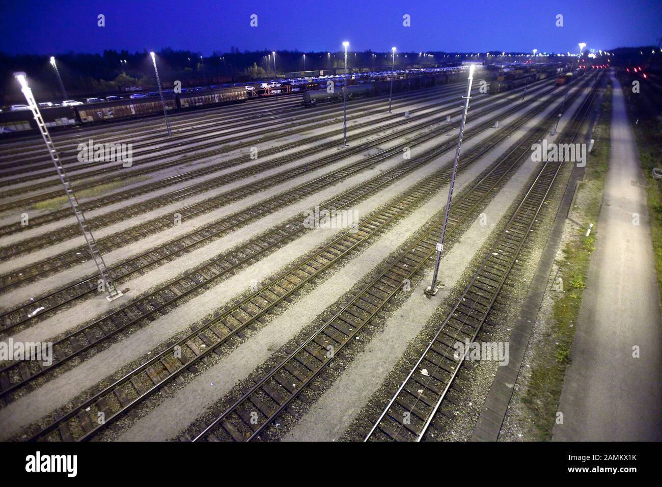 At the goods station in the north of Munich. View of empty railway ...