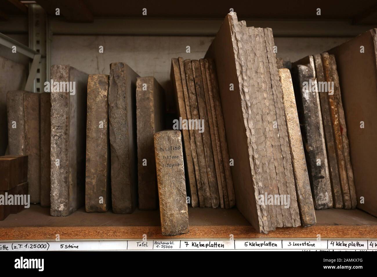 Lithographic printing plates in the "Steinbibliothek" in the Landesamt ...