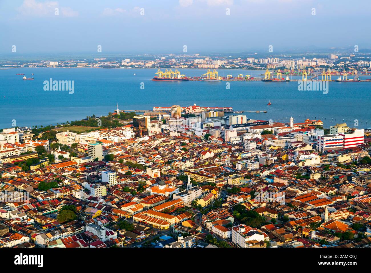 Aerial view of the city of Georgetown from the top of the Komtar Tower ...