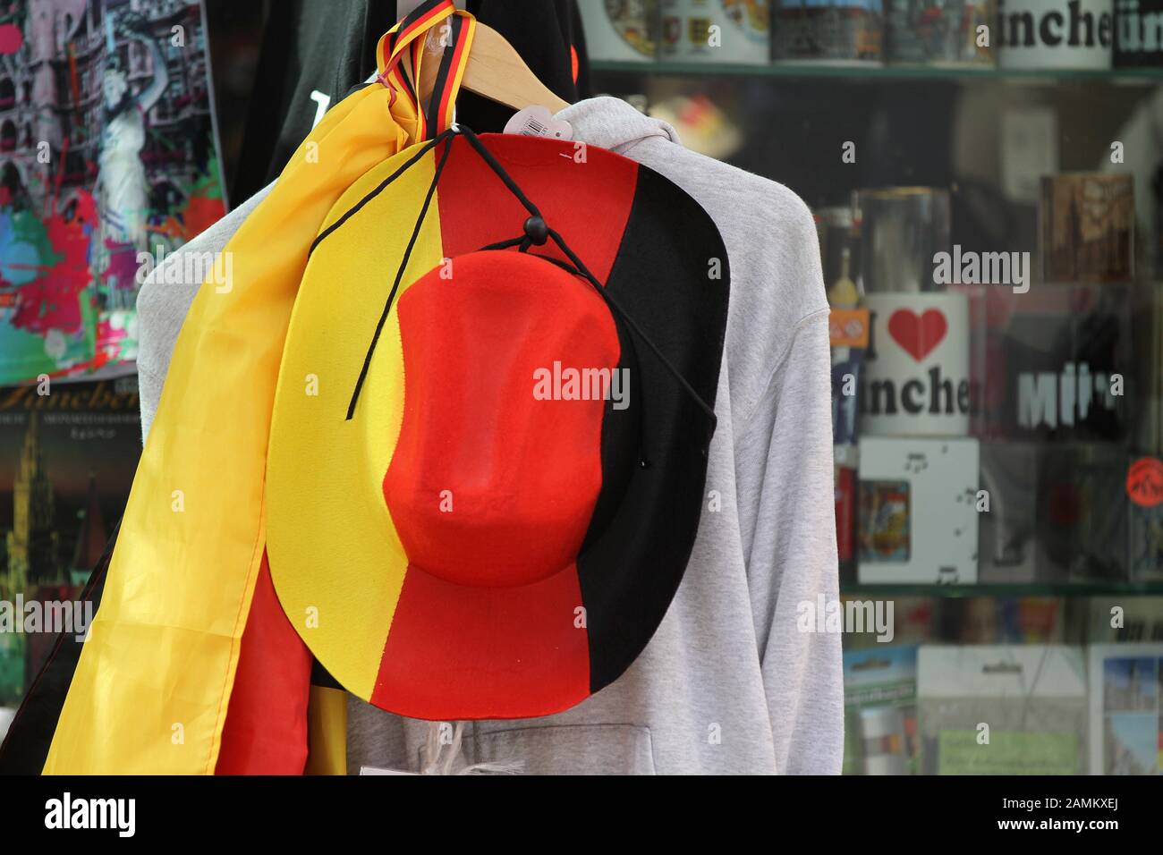 Hat in the German colours in Munich at the time of the football world ...