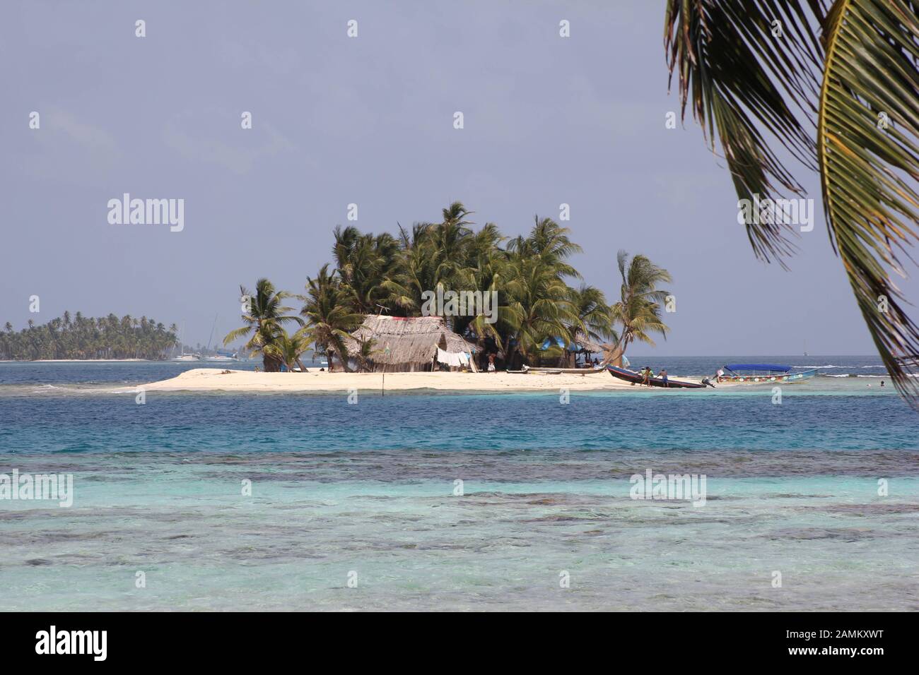 small island of the Kuna Indians on the sandy beach of the San Blas ...