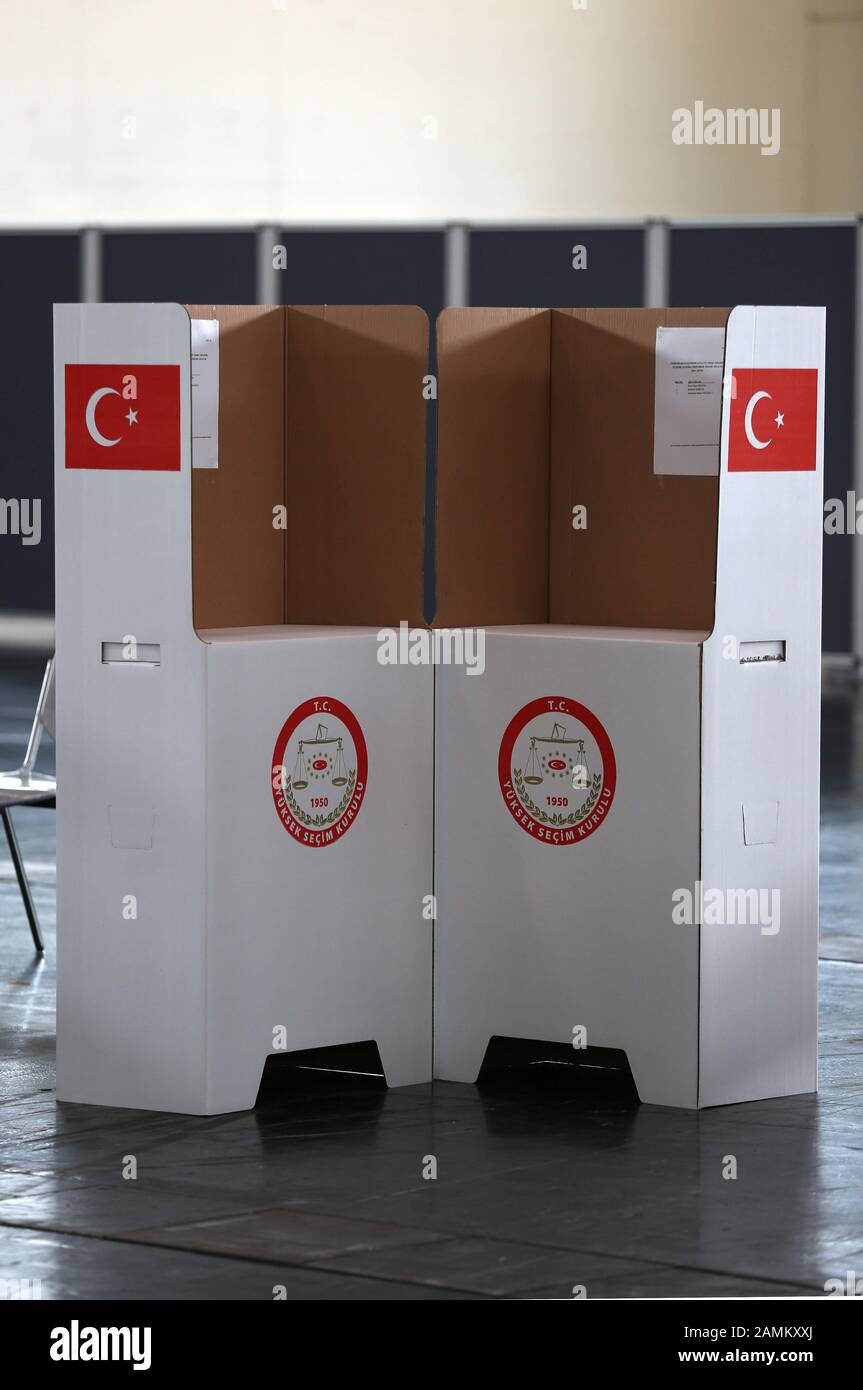 Cardboard voting booth. Turkish citizens elect the new Turkish ...