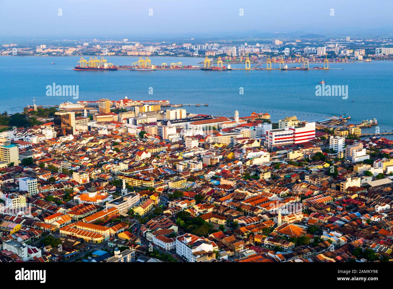 Aerial view of the city of Georgetown from the top of the Komtar Tower ...