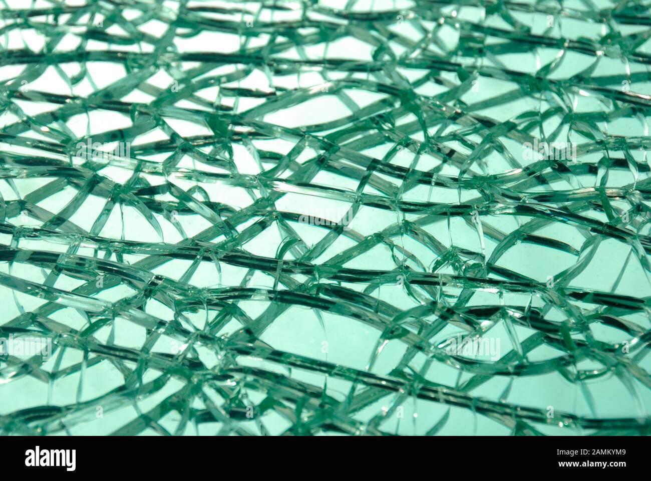 Close-up at shattered window glass, green texture Stock Photo - Alamy
