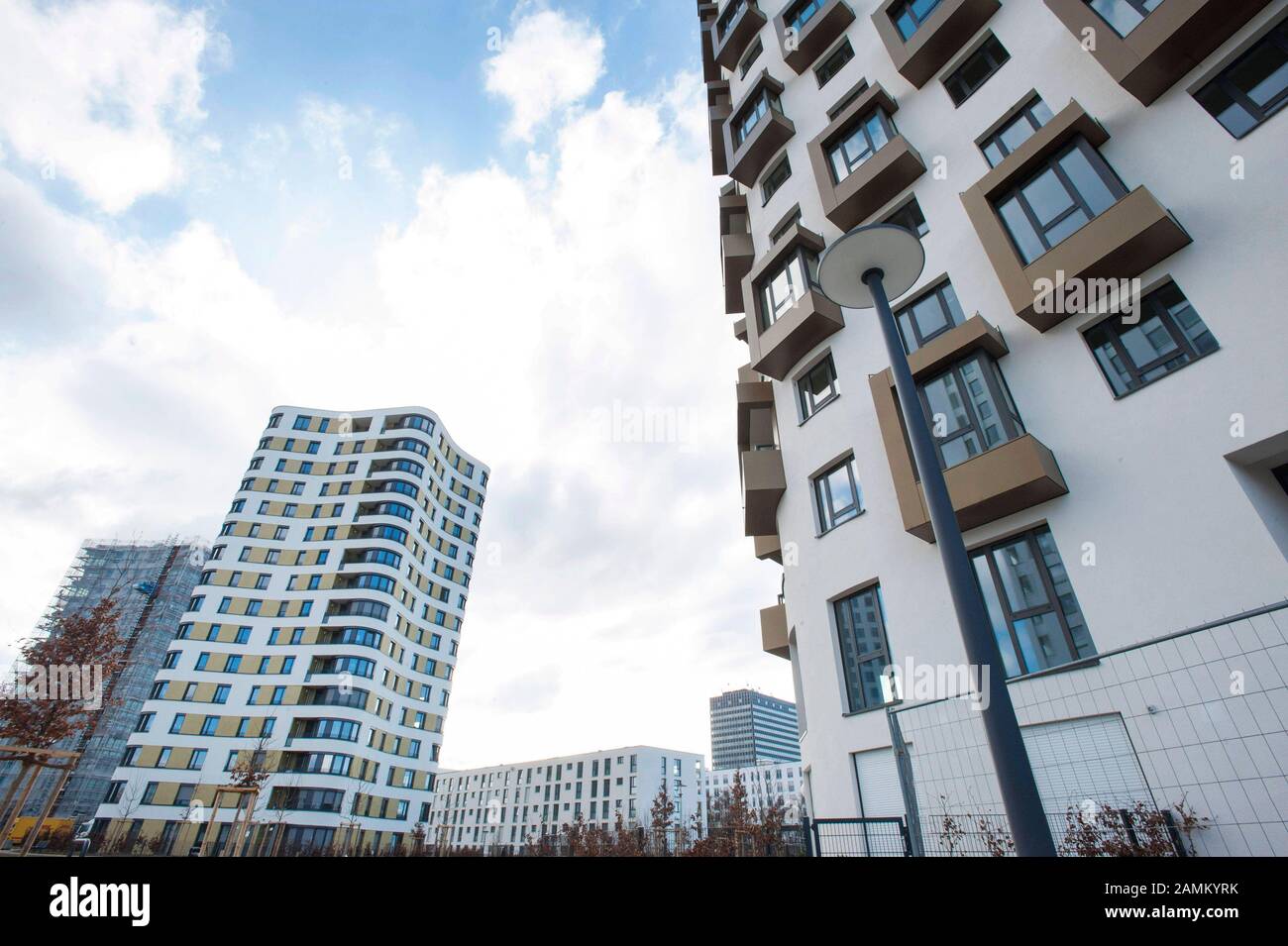 Modern high-rise residential buildings in the "Südseite" development ...