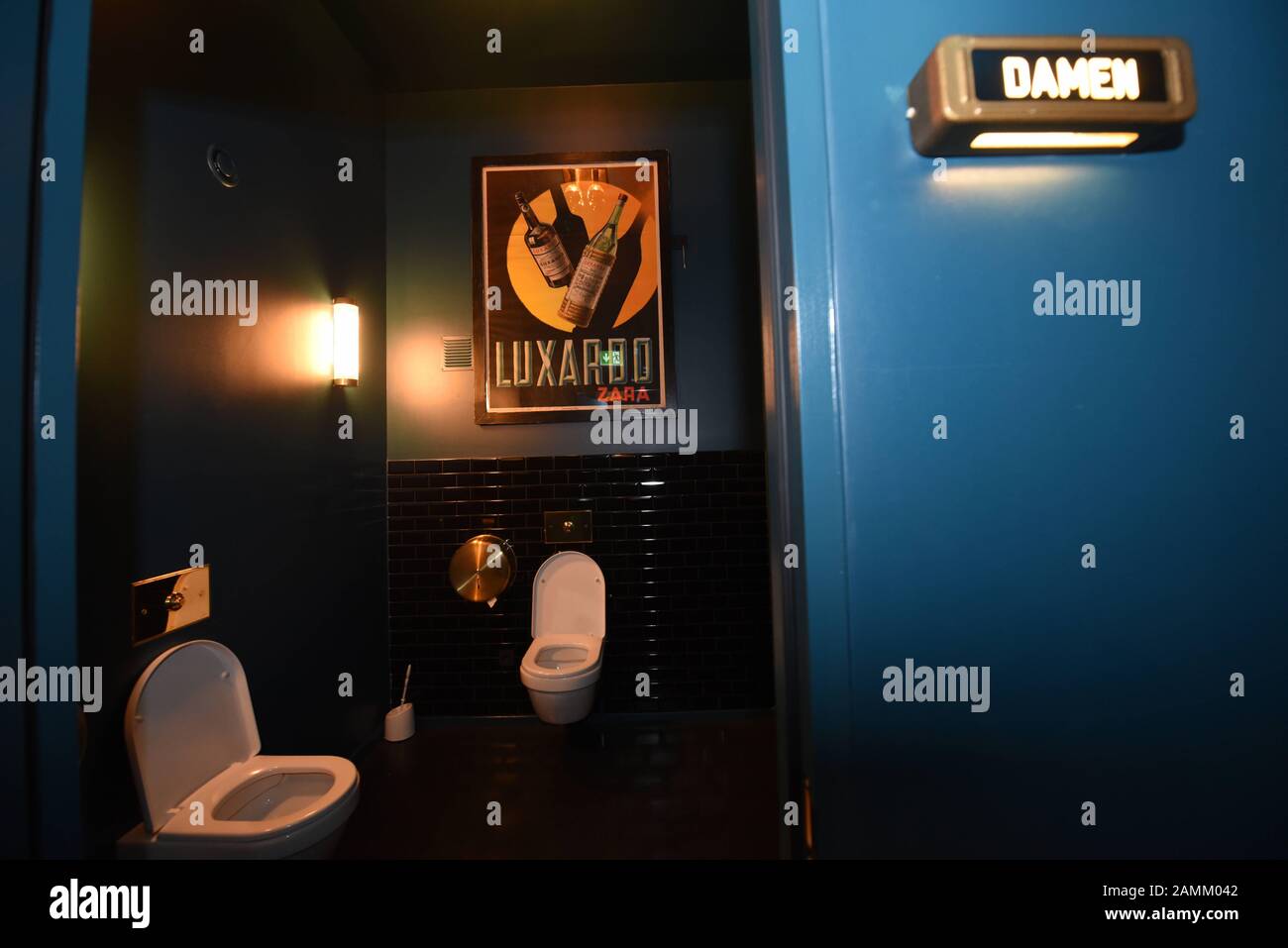 Illuminated lettering at the entrance to the ladies' room in the ...