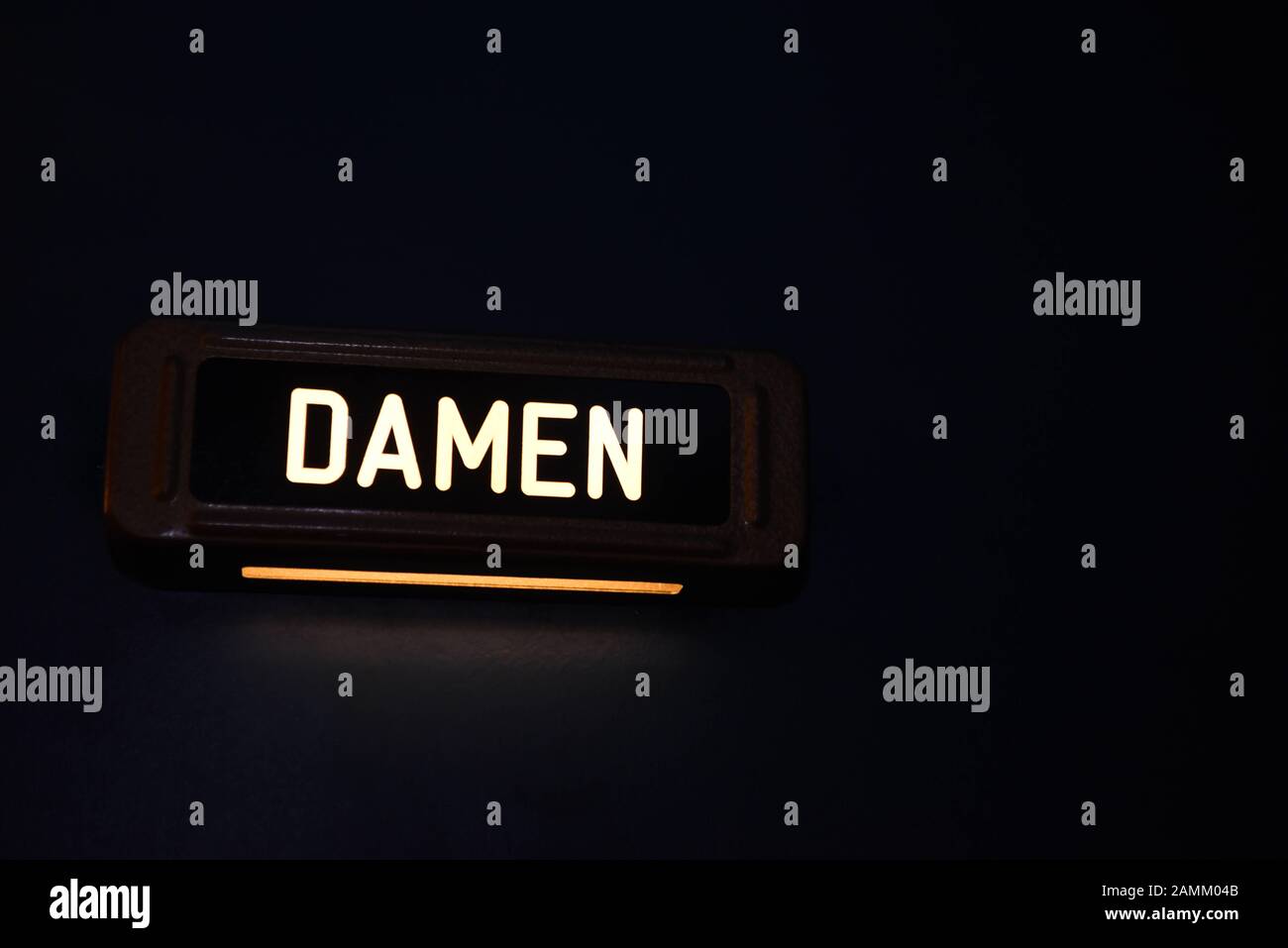 Illuminated lettering at the entrance to the ladies' room in the ...