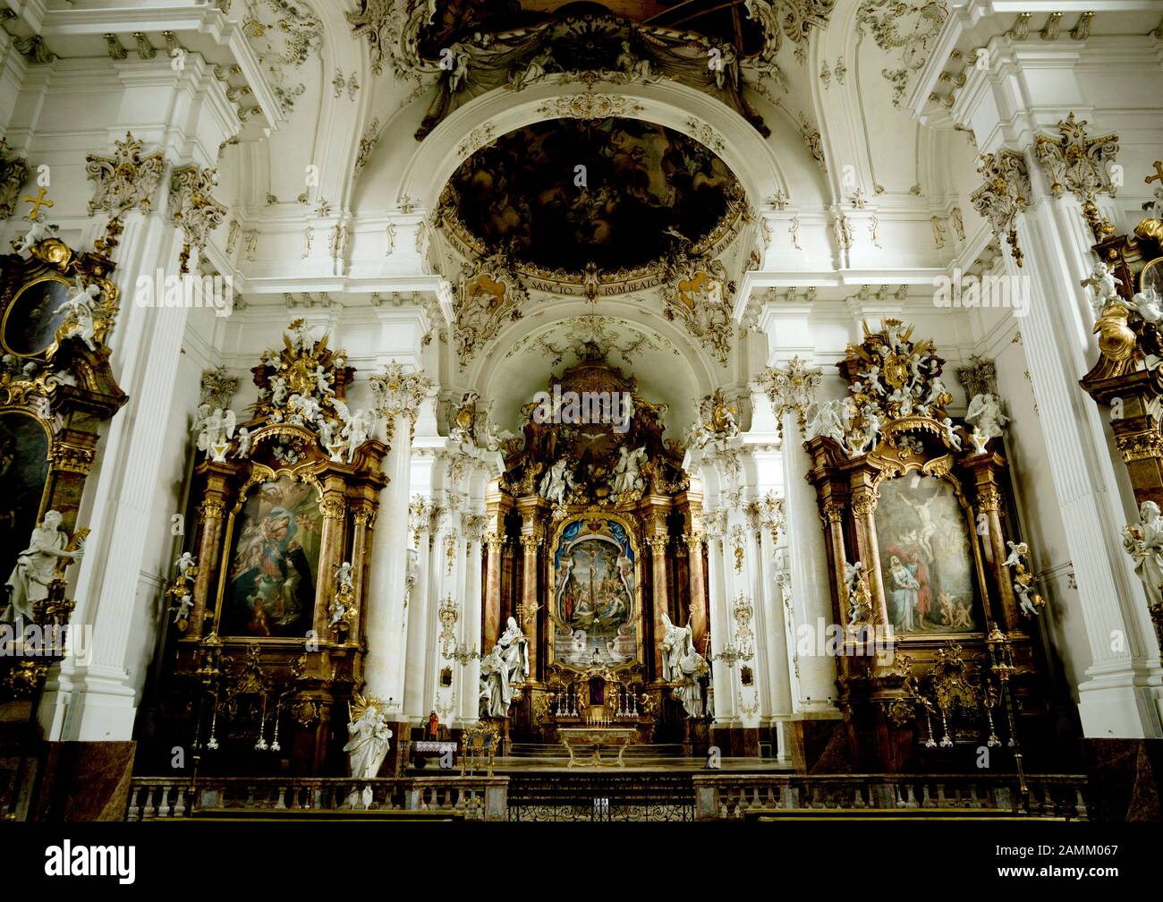 Interior view of the rococo collegiate church St. Maria of the former ...
