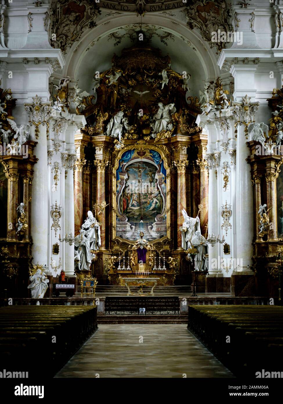 Interior view of the rococo collegiate church St. Maria of the former ...