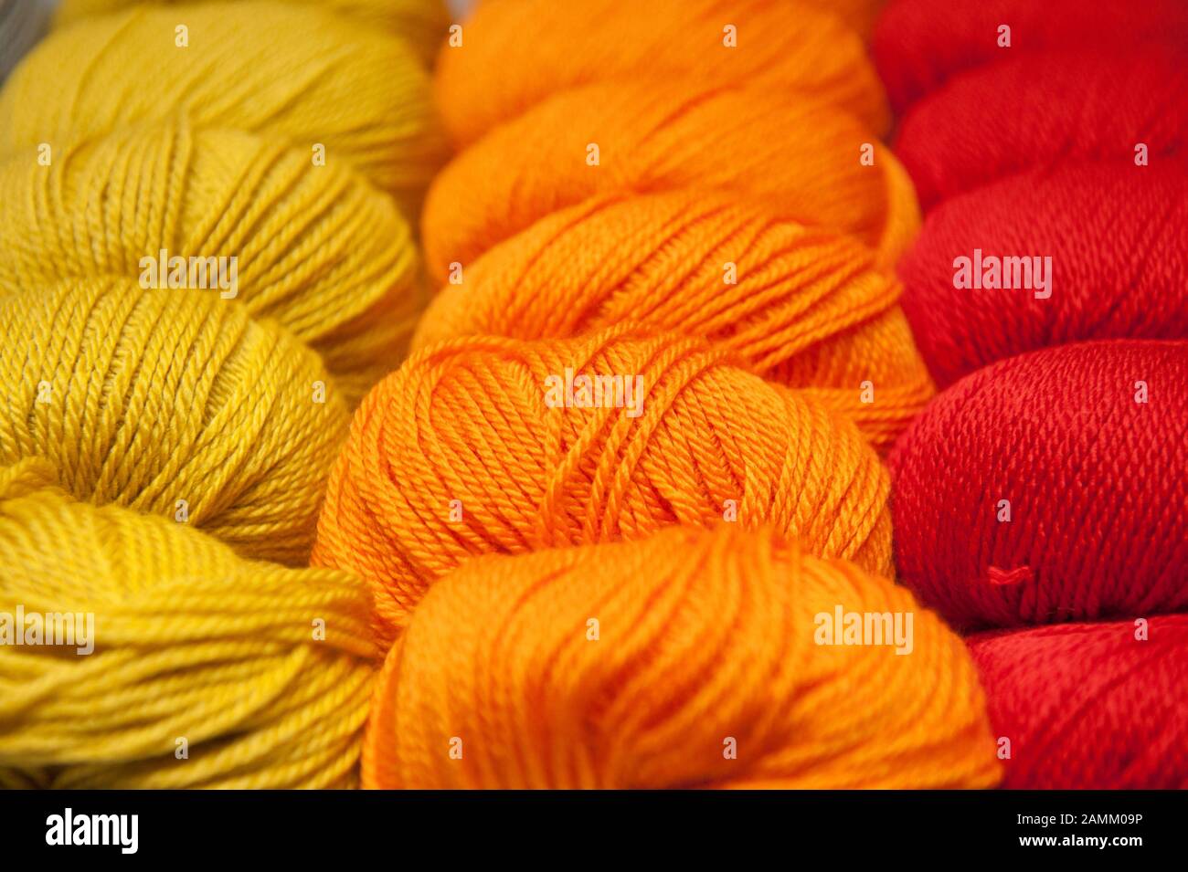 Ball of wool in several colours in the Rödel am Stachus wool shop in ...