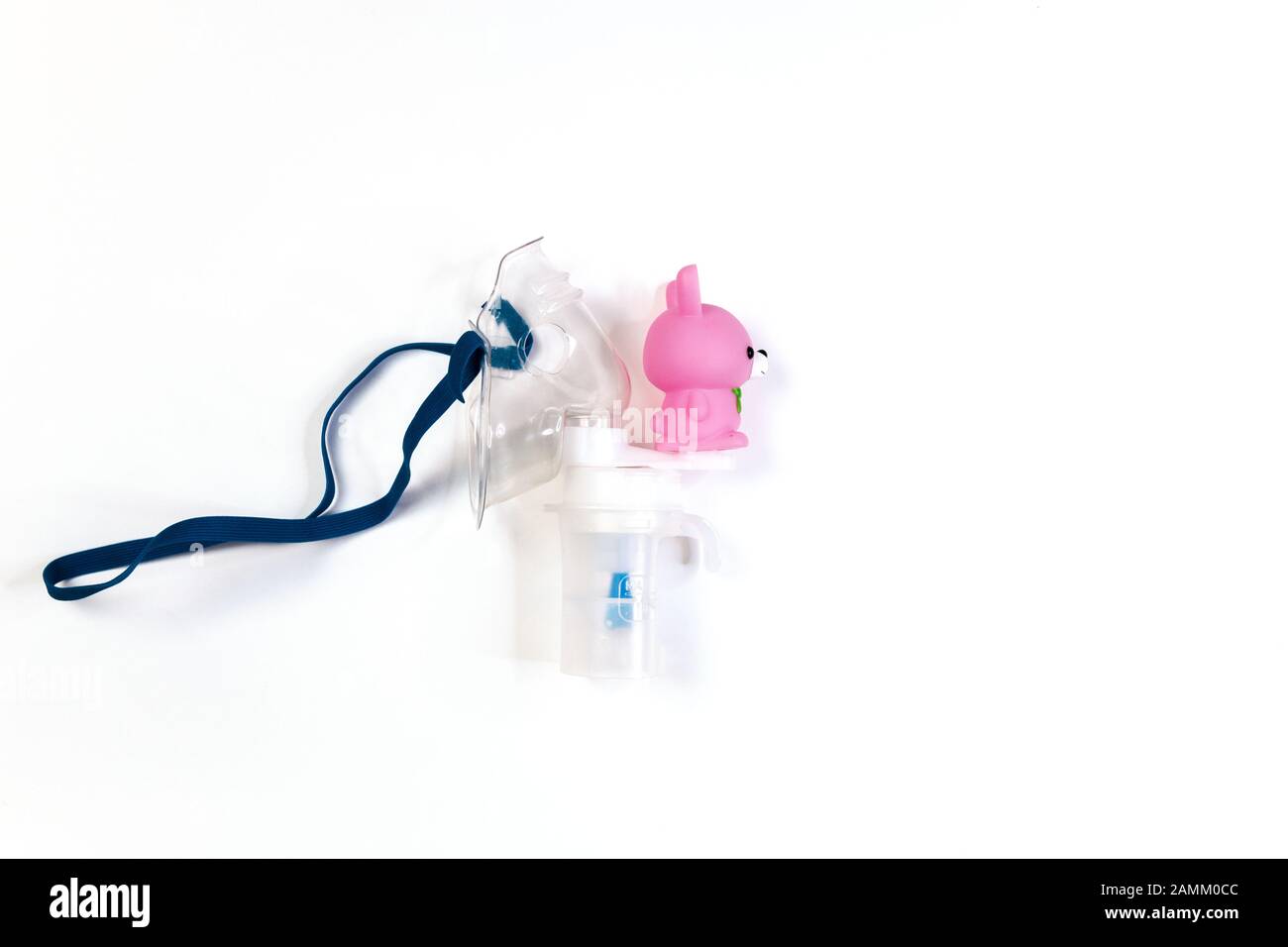tube mask nebulizer and tubular transparent cable on white background ...