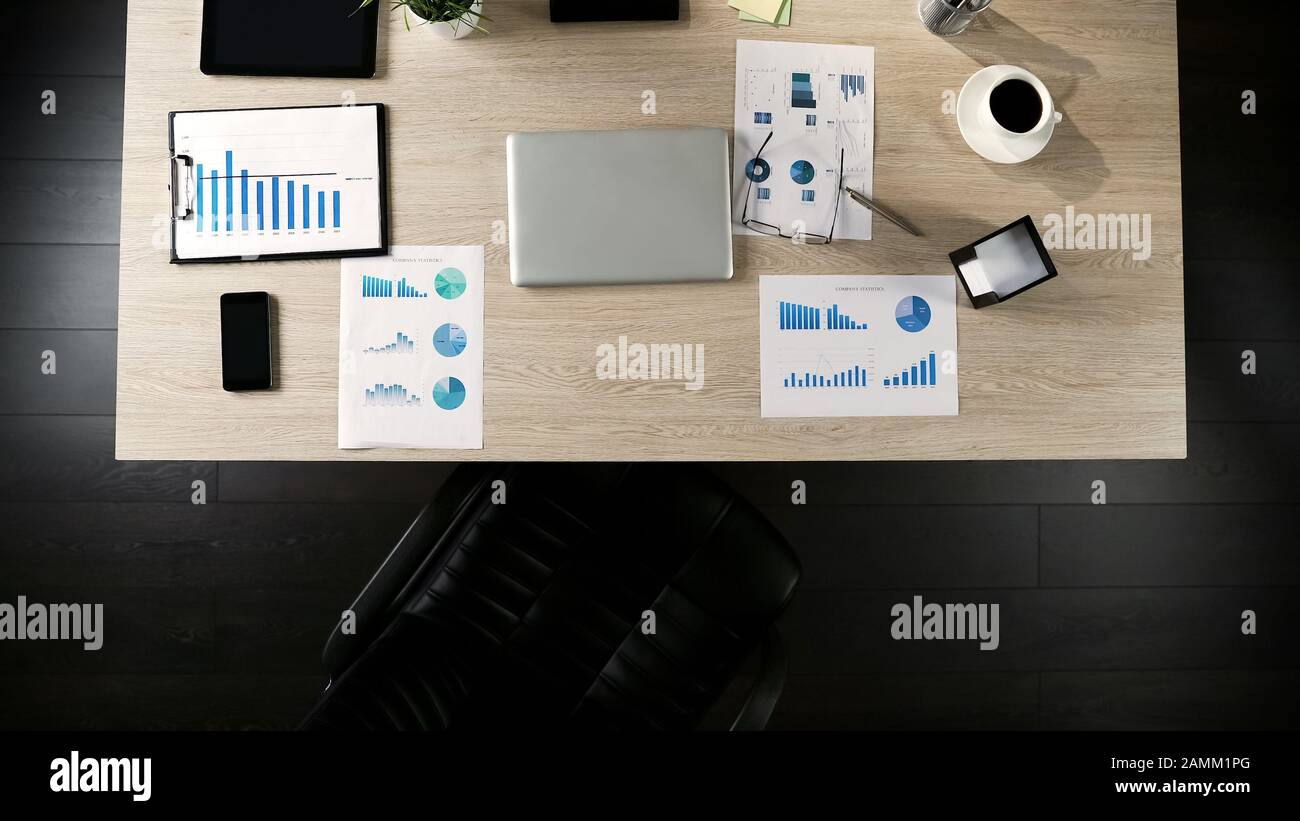 Top view of businessman workplace, vacant position for future boss ...