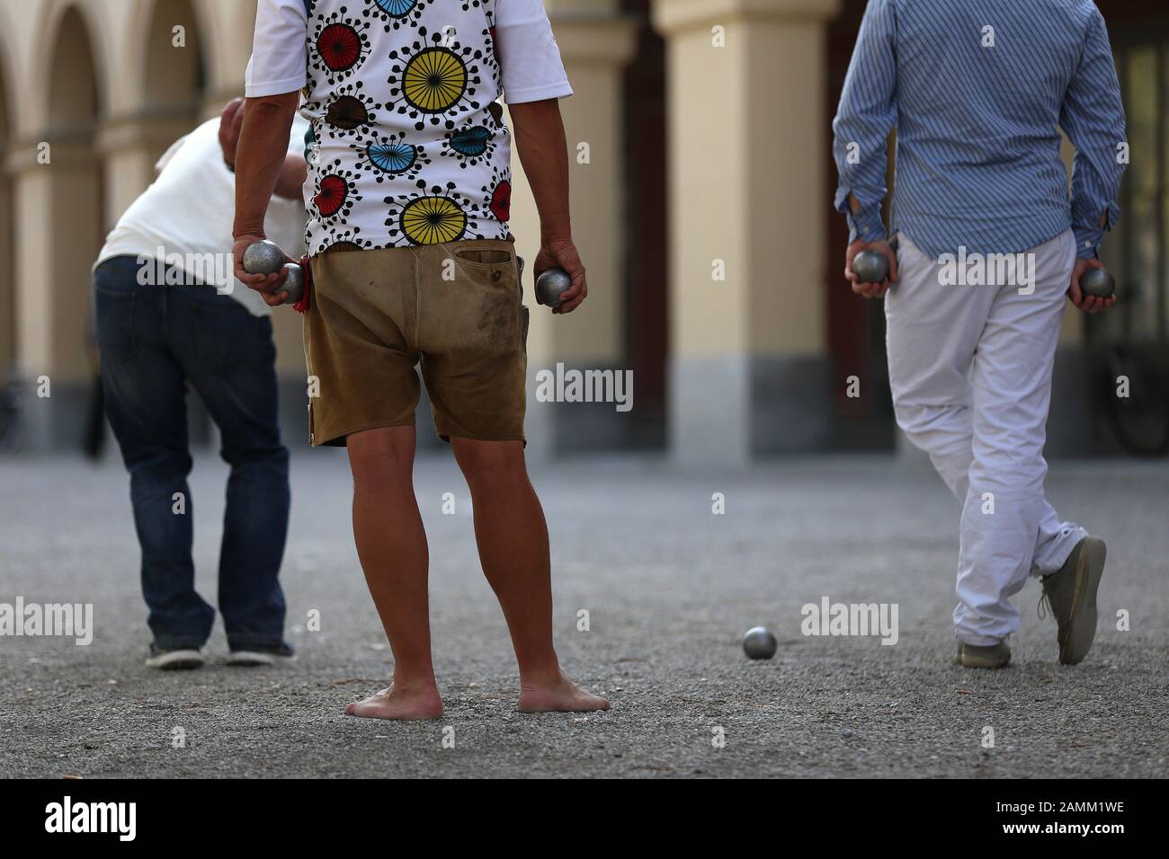 Boule player in the Munich Hofgarten. [automated translation] Stock ...