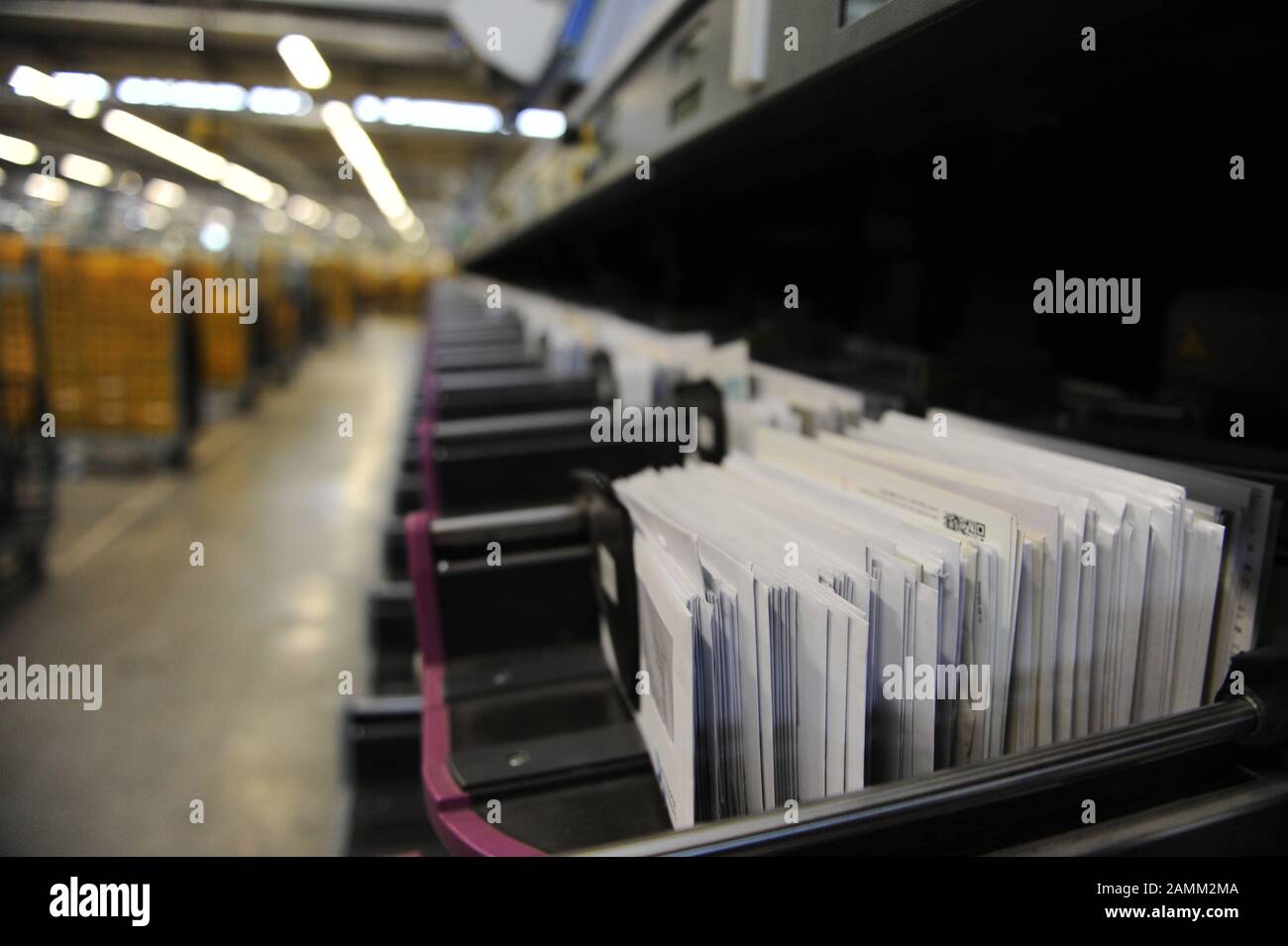 Letter centre of the Deutsche Post AG in the former railway hall of the ...