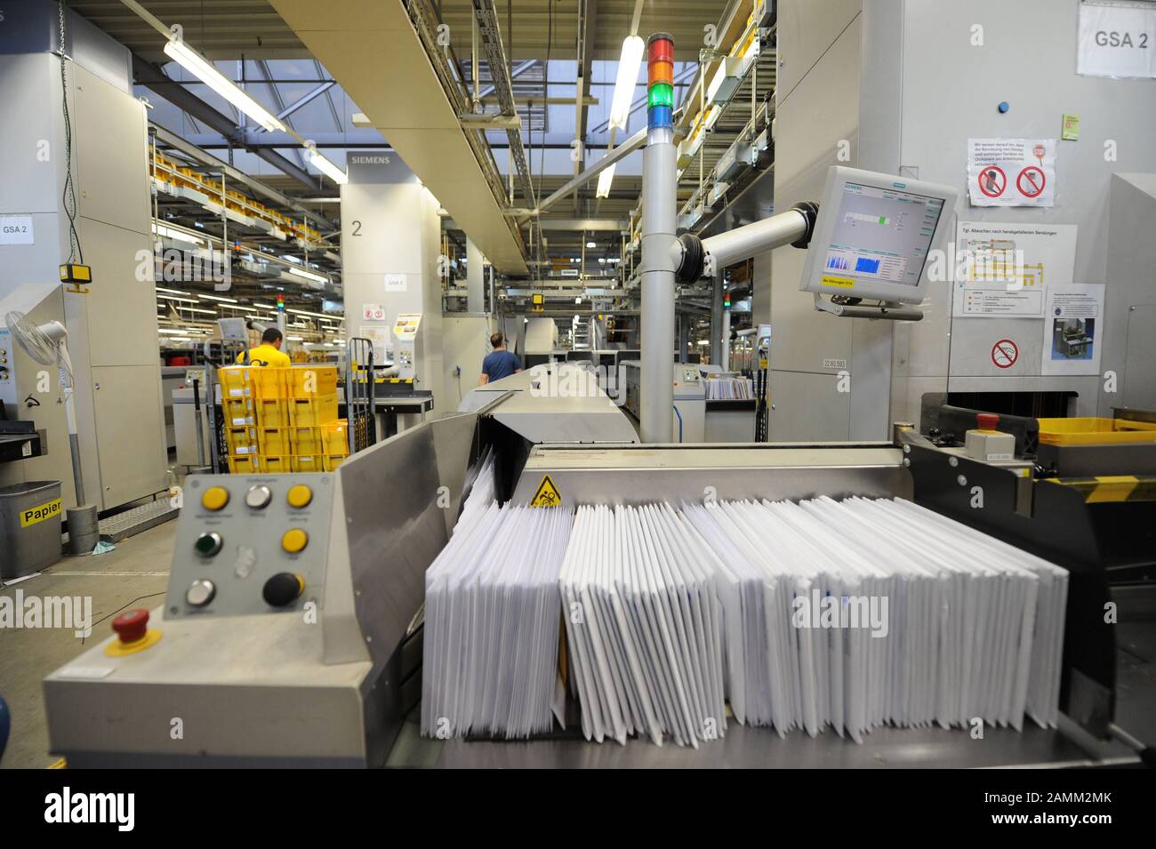 Letter centre of the Deutsche Post AG in the former railway hall of the ...
