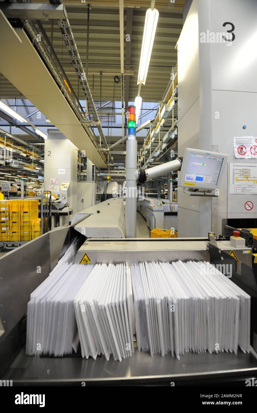 Letter centre of the Deutsche Post AG in the former railway hall of the ...