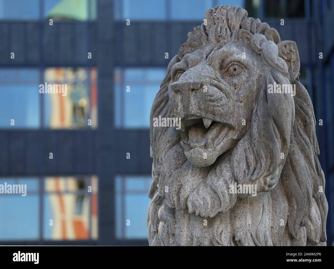 The Bavarian Lion in front of the building of the Bayerische Landesbank ...