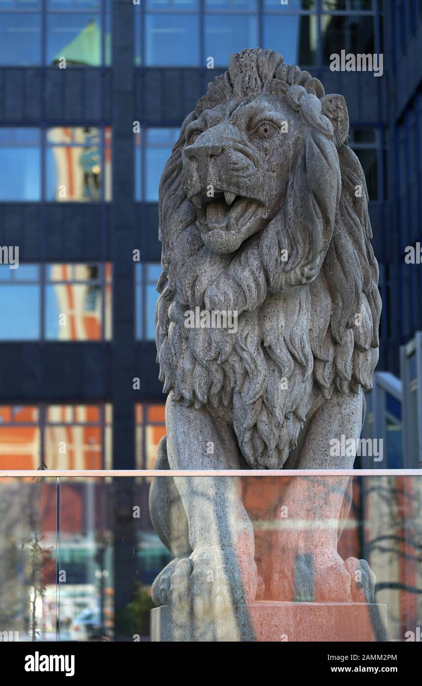 The Bavarian Lion in front of the building of the Bayerische Landesbank ...