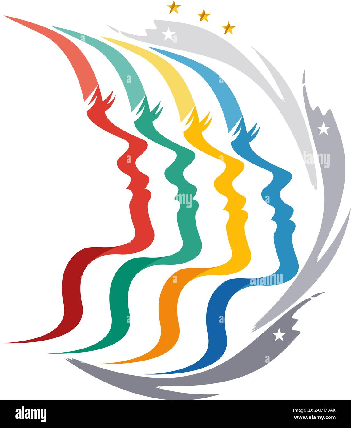 multi faces logo Stock Photo - Alamy