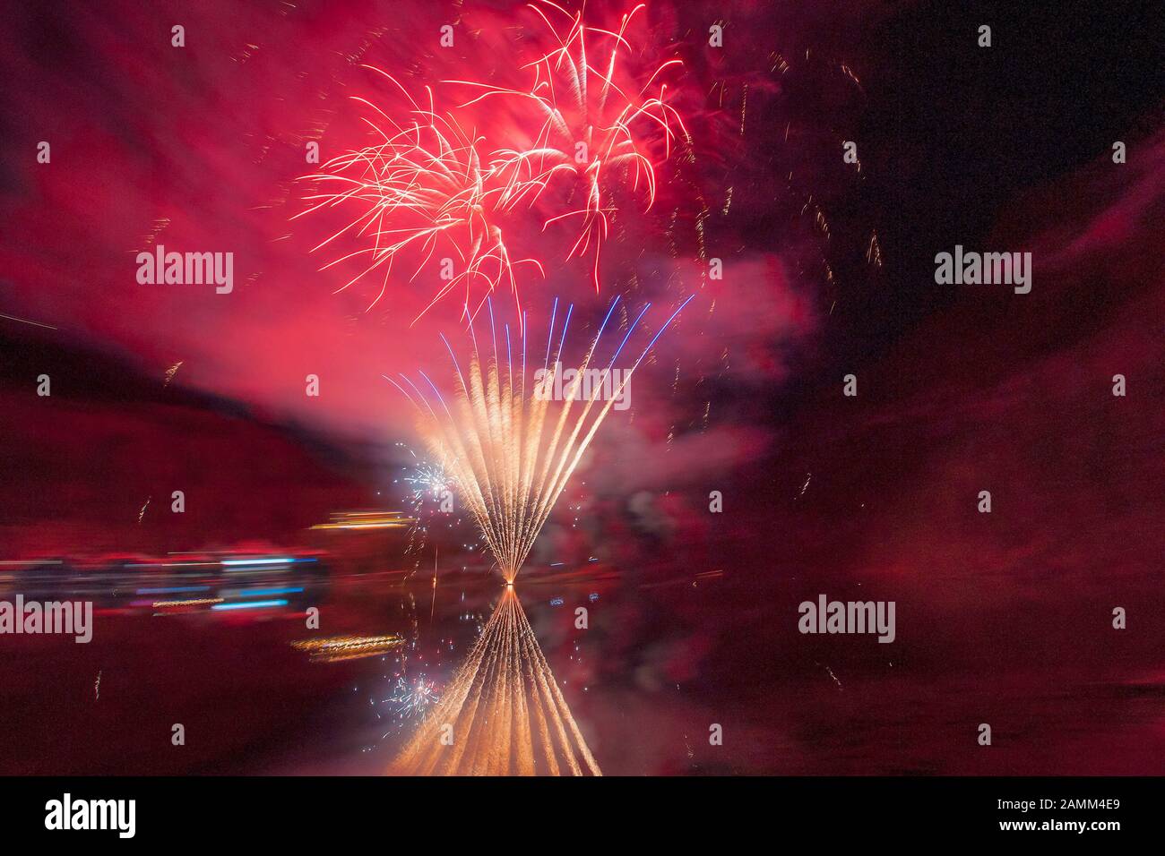 in the most beautiful colours the fireworks shine and light up the sky ...