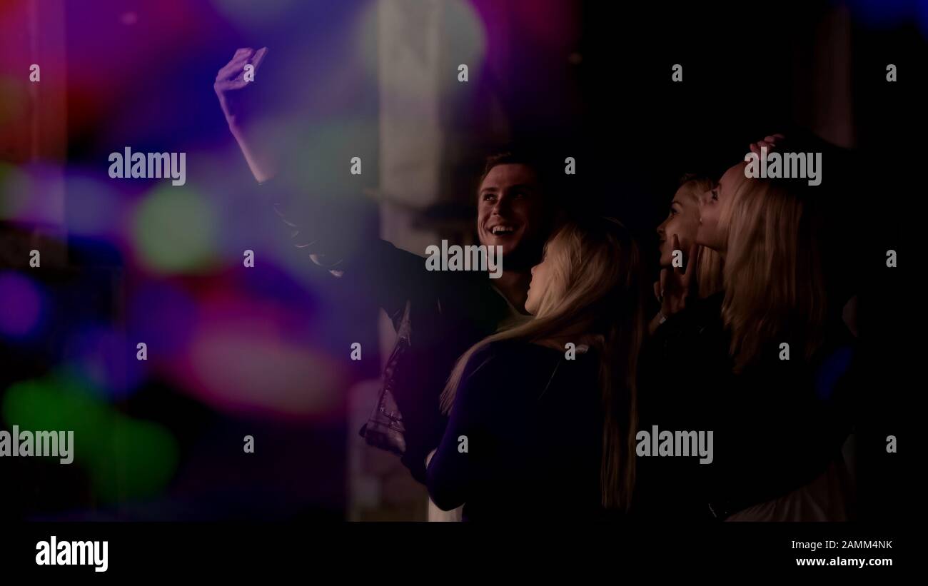 Four friends male female company hi-res stock photography and images ...
