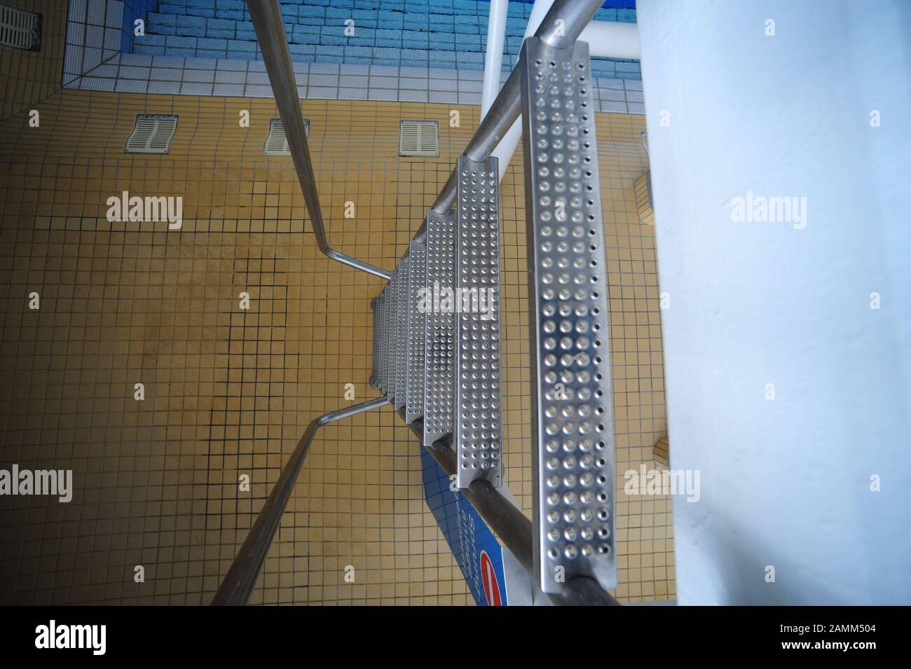 Diving tower with 10 meter board in the Olympic swimming hall in the ...