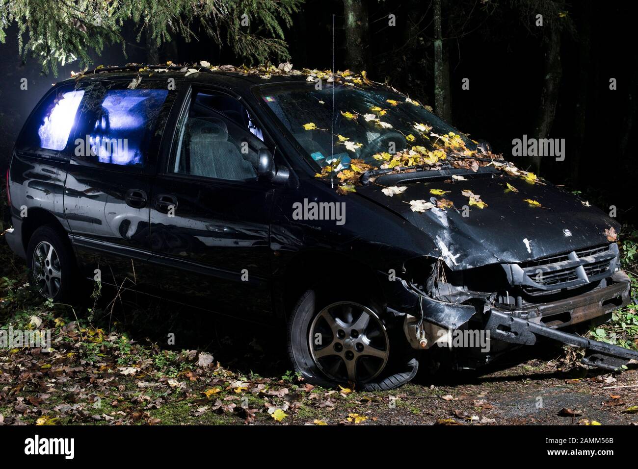 Abandoned and taken into custody by the police smuggler car near Passau ...