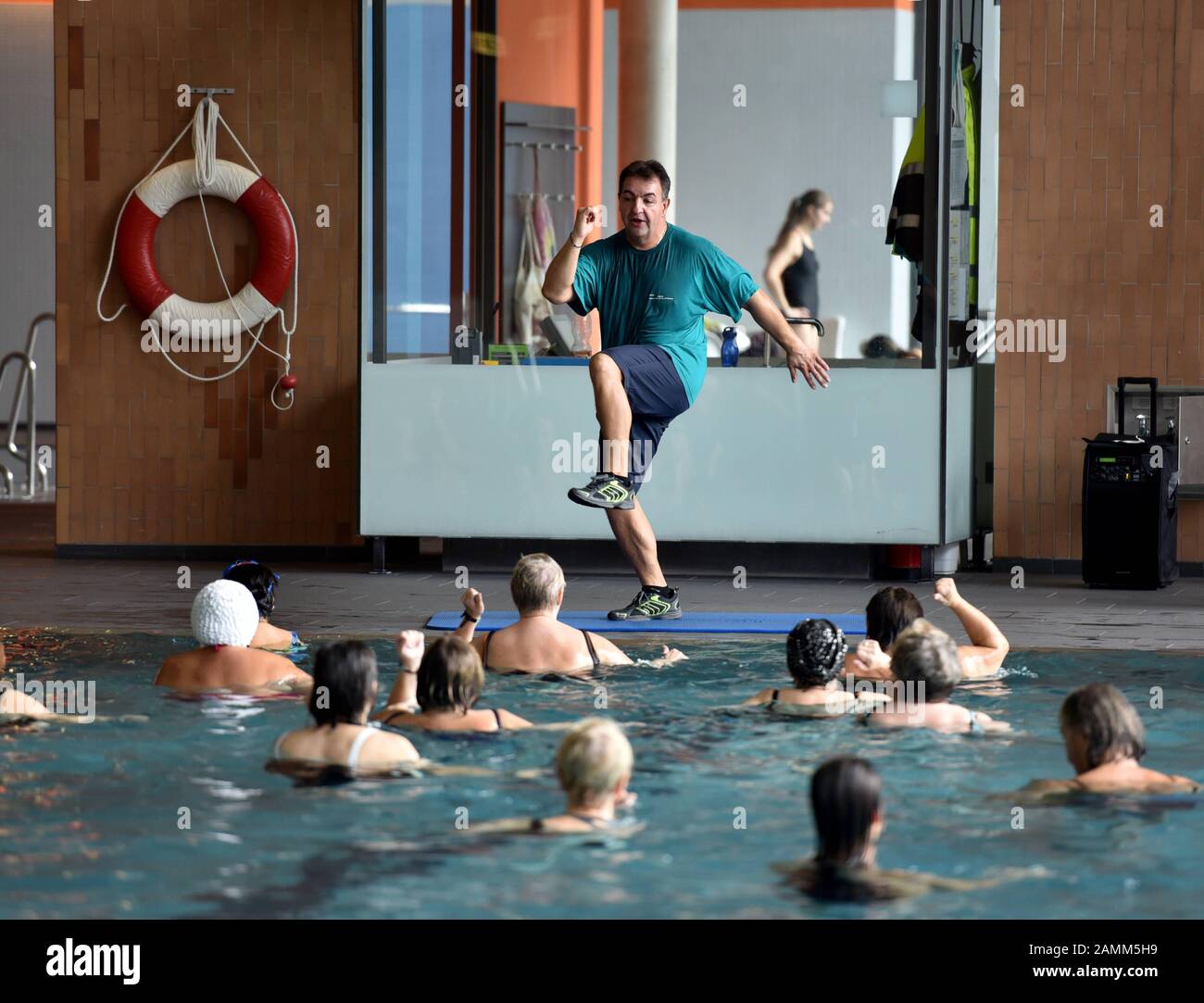 Animation trainer and lifeguard Dragisa Drago Stojanovic gives aqua ...