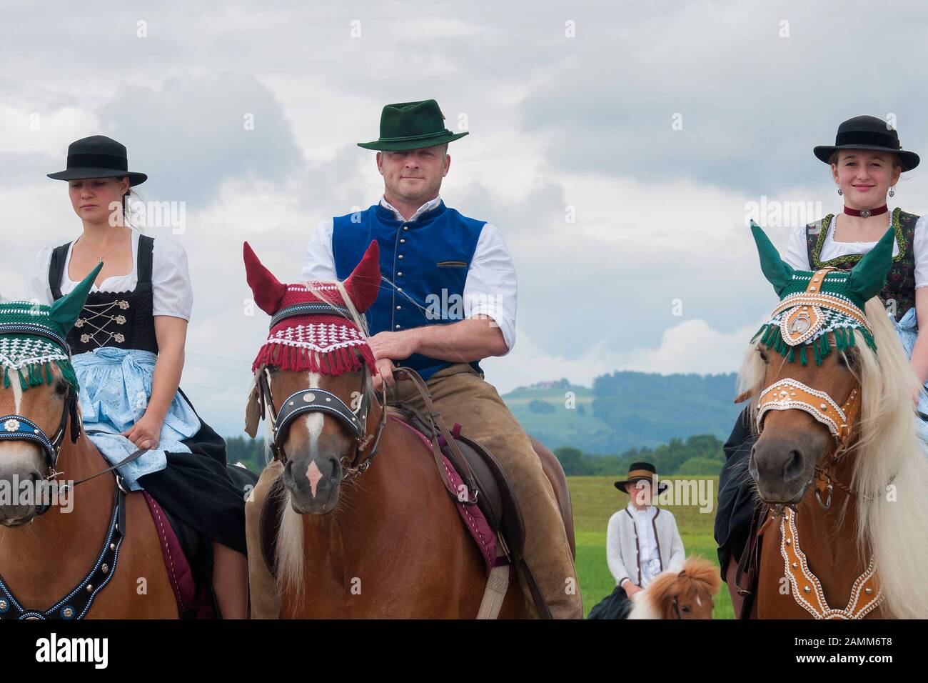 the traditional Leonhardiritt in Holzhausen - Teisendorf, Upper Bavaria ...
