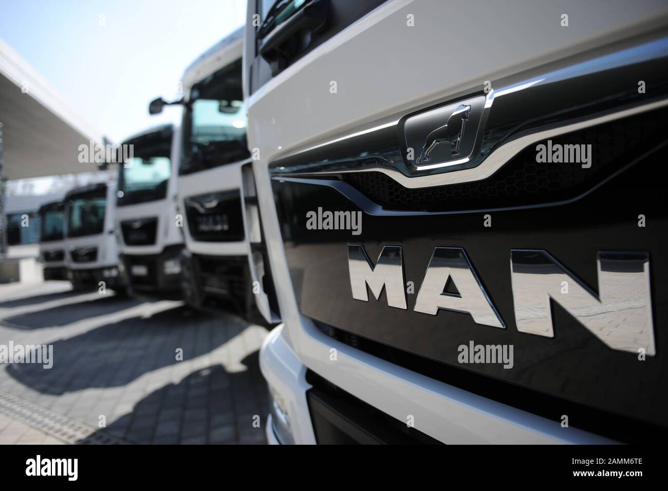 Trucks of the Volkswagen subsidiary MAN Truck und Bus on the company ...